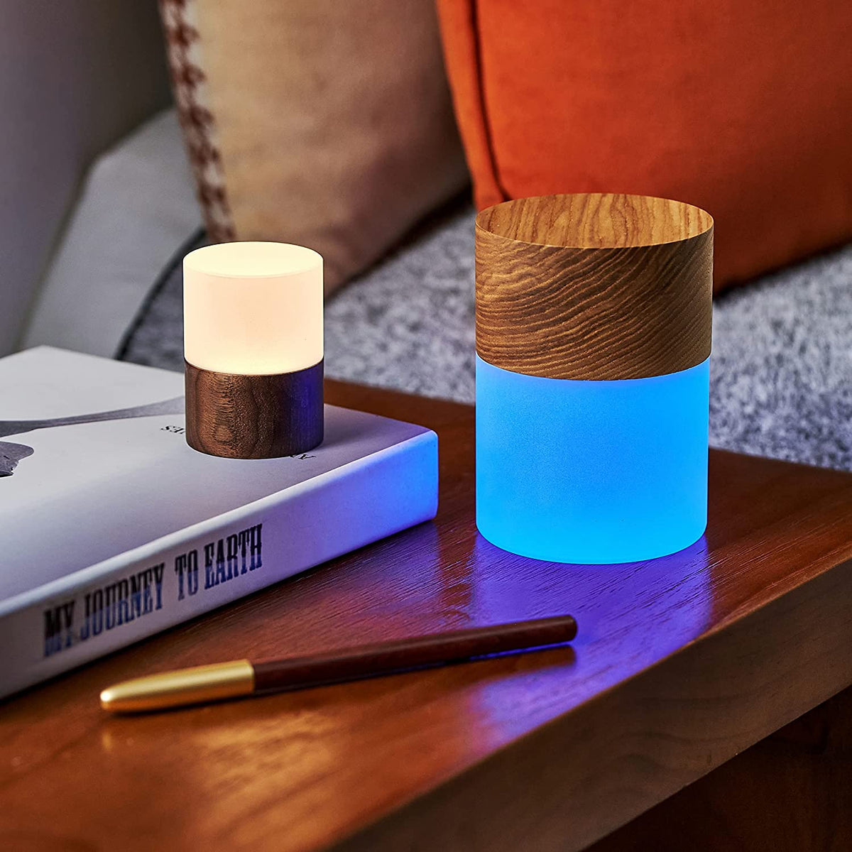 Gingko Natural Wood Large Lemelia RGB Colour Changing Desk Lamp ...