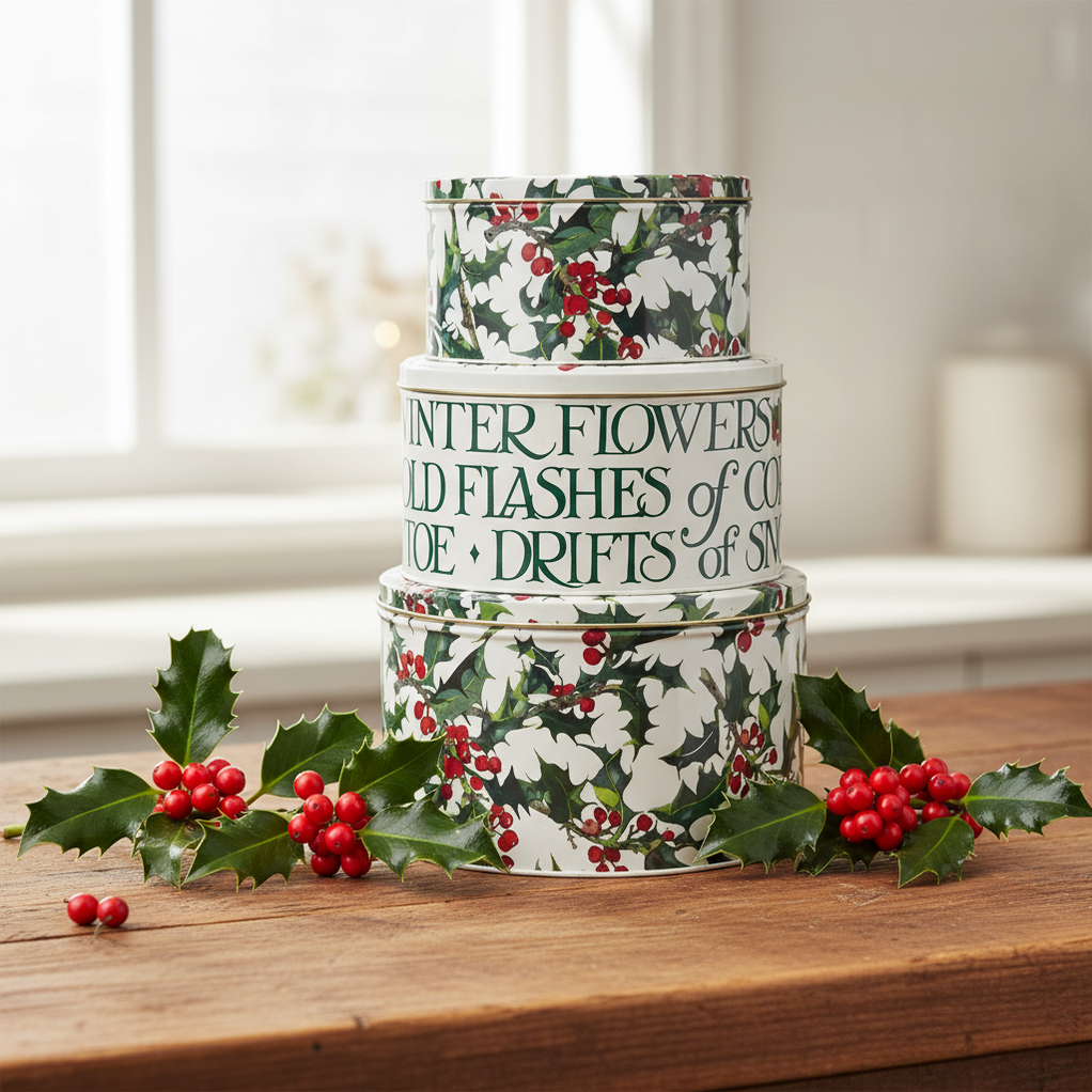Emma Bridgewater Holly Festive Set Of Three Nested Cake Tins — Pizzazz ...